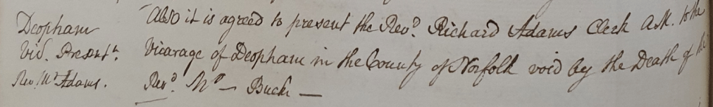 Rev. Richard Adams – Deopham History